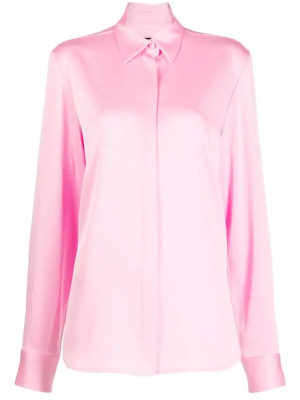 Alex Perry Satin Button-down Shirt - Pink