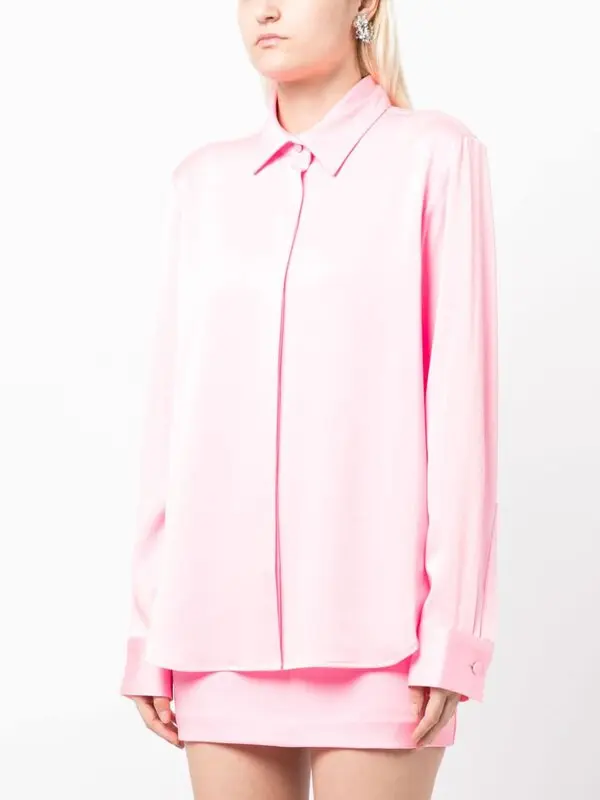 Alex Perry Satin Button-down Shirt - Pink