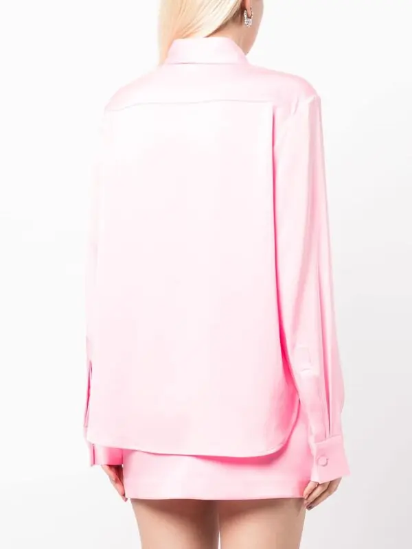 Alex Perry Satin Button-down Shirt - Pink