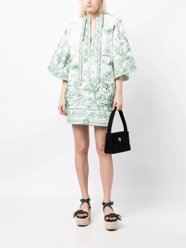 Elie Saab Embroidered Half-sleeves Dress