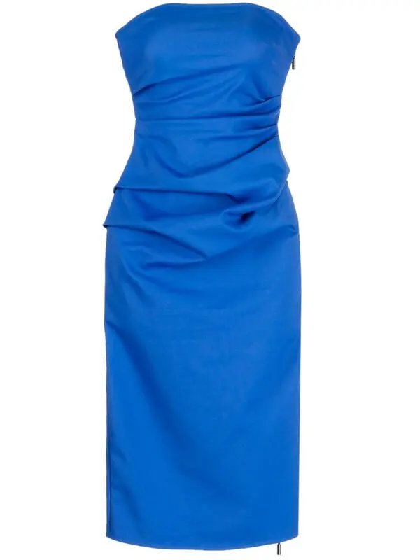 Maticevski Ruched Strapless Dress - Blue