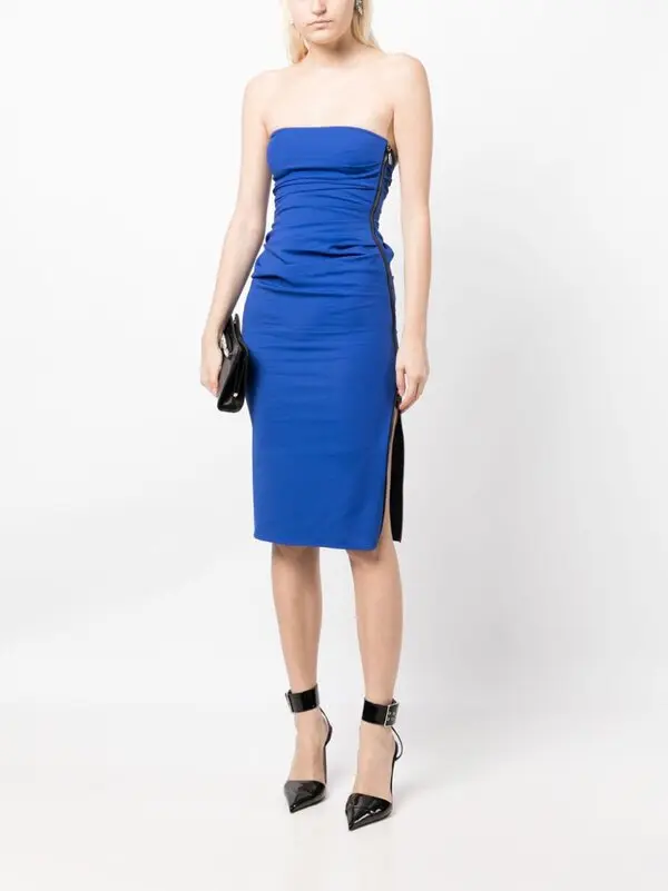 Maticevski Ruched Strapless Dress - Blue