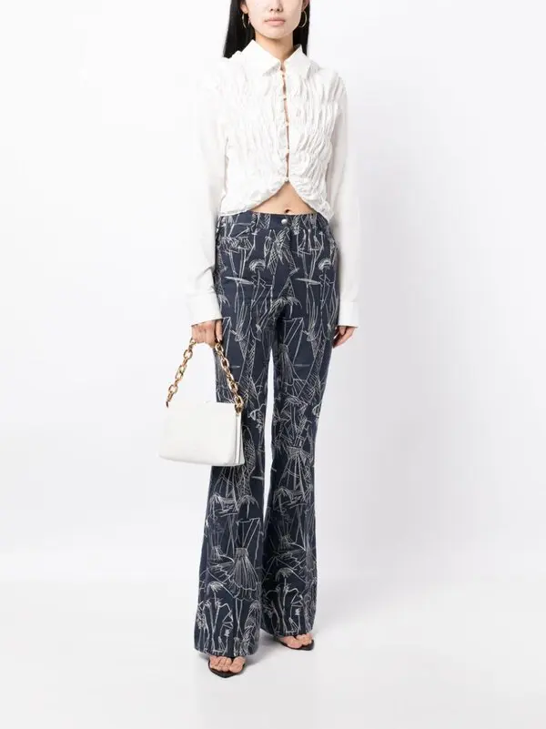Akris Sketch-print Flared Jeans