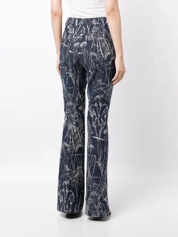 Akris Sketch-print Flared Jeans
