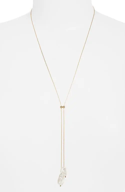SET & STONES Elliatt Freshwater Pearl Lariat Necklace - Gold