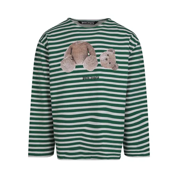 Palm Angels Bear Stripes Breton Long-sleevetee /white - Green