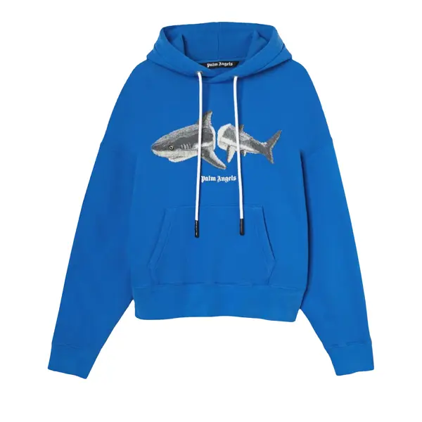 Palm Angels Shark Print Hoodie - Blue