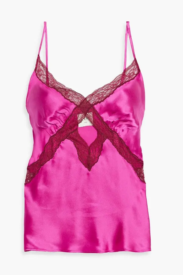 Cami Nyc Florentine Lace-trimmed Silk-satin Camisole - Magenta