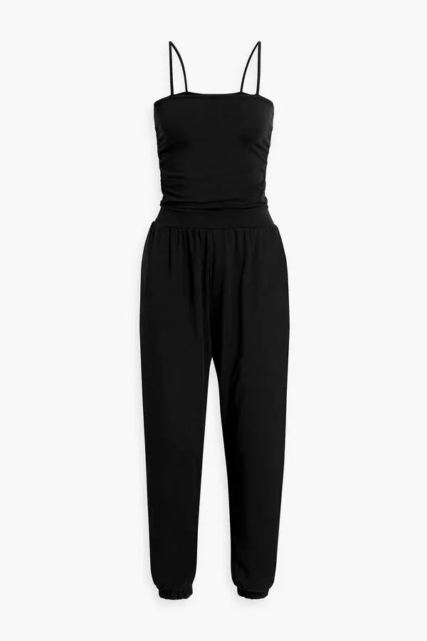 ATM Anthony Thomas Melillo Gathered Stretch Pima Cotton-jersey Jumpsuit - Black