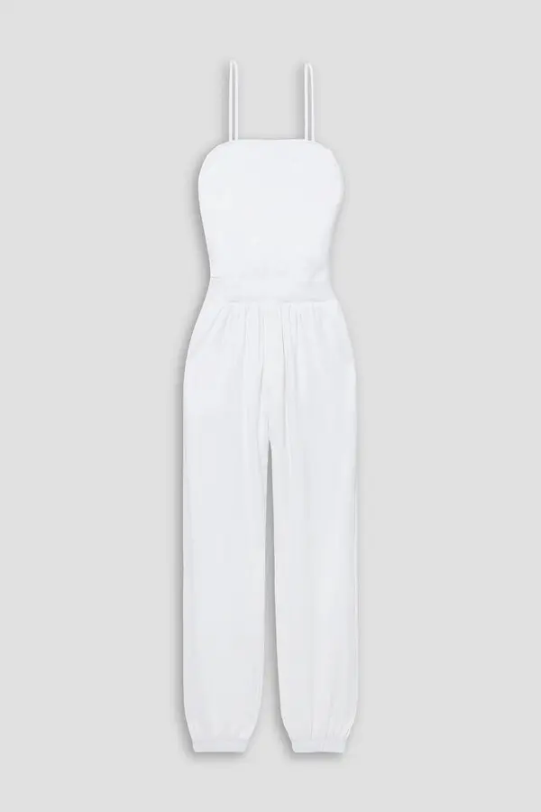ATM Anthony Thomas Melillo Gathered Stretch Pima Cotton-jersey Jumpsuit - White