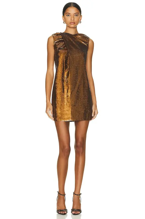 knee length dresses for ladies BURBERRY LONDON Gold Evening Dress