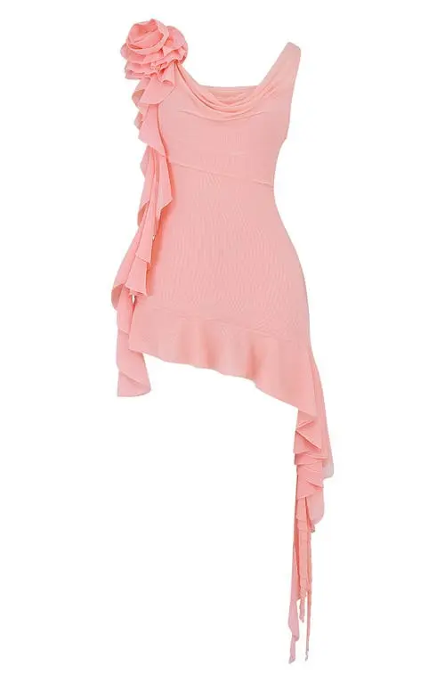 House Of Cb Charla Asymmetric Ruffle Detail Minidress