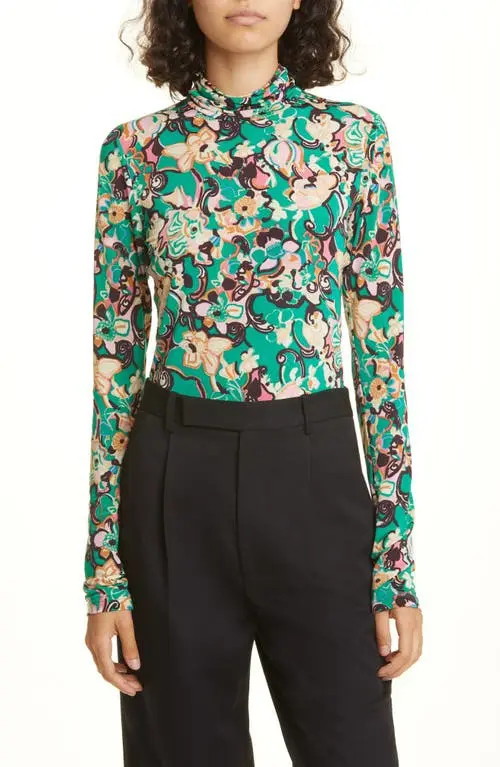 A.L.C. James Floral Print Turtleneck Top