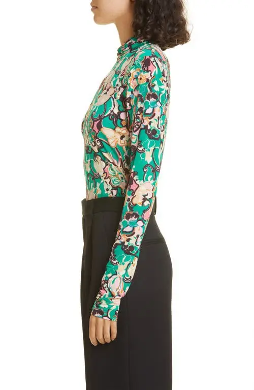 A.L.C. James Floral Print Turtleneck Top