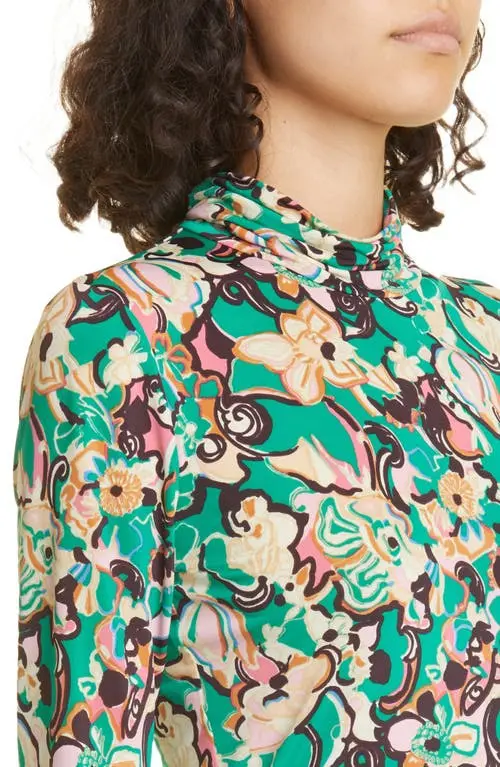 A.L.C. James Floral Print Turtleneck Top