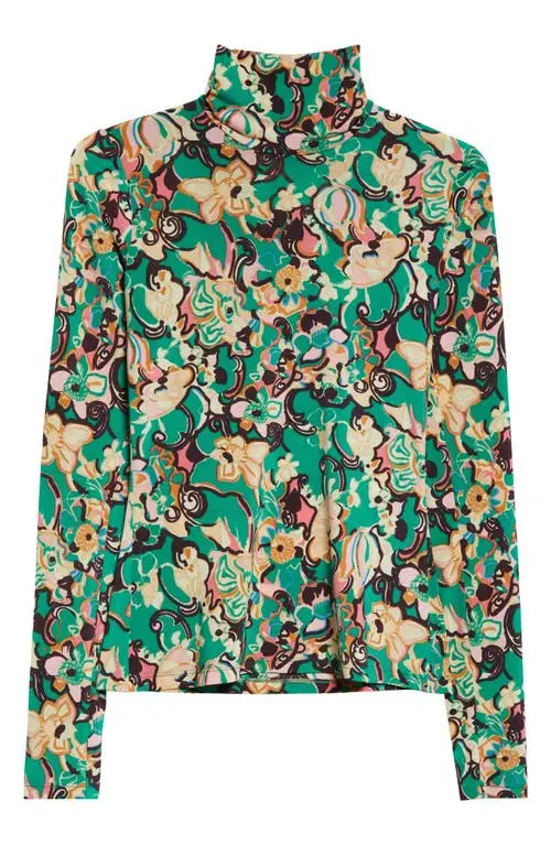 A.L.C. James Floral Print Turtleneck Top