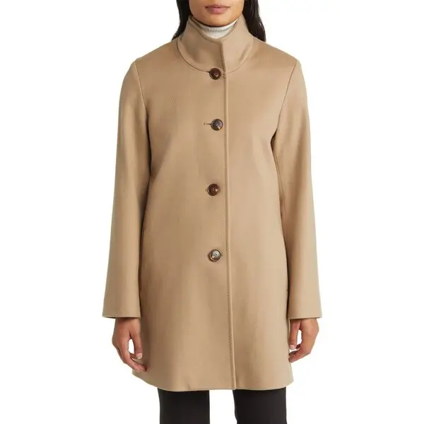 Fleurette Dawn Stand Collar Wool Car Coat In Camel 75% Off - Main Image