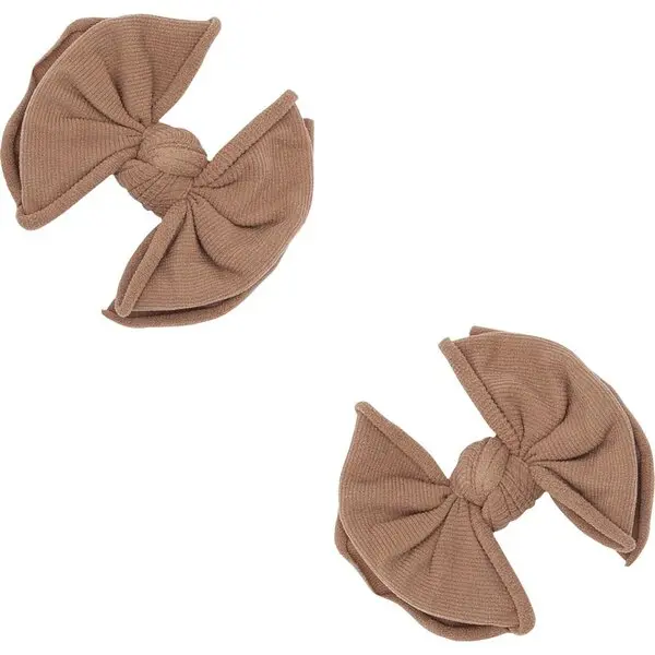 BABY BLING 2-pack Bow Clips - Oak