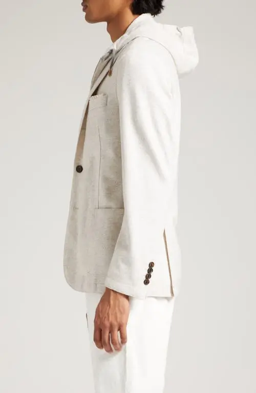 Eleventy Brushed Jersey Sport Coat With Removable Hooded Bib