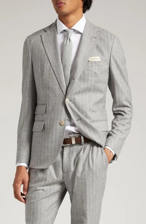 Eleventy Herringbone Virgin Wool Suit