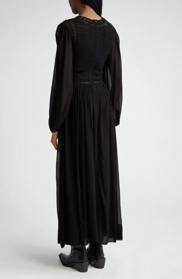 Zimmermann Luminosity Long Sleeve Crochet Bodice Maxi Dress In Black - 60%  Off | Editorialist