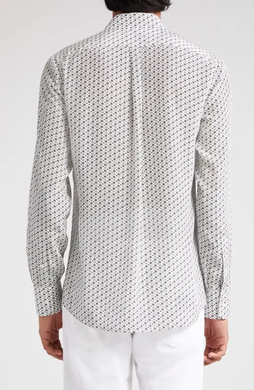 Dolce & Gabbana Dg Monogram Print Silk Button-up Shirt
