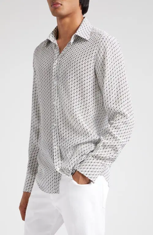 Dolce & Gabbana Dg Monogram Print Silk Button-up Shirt