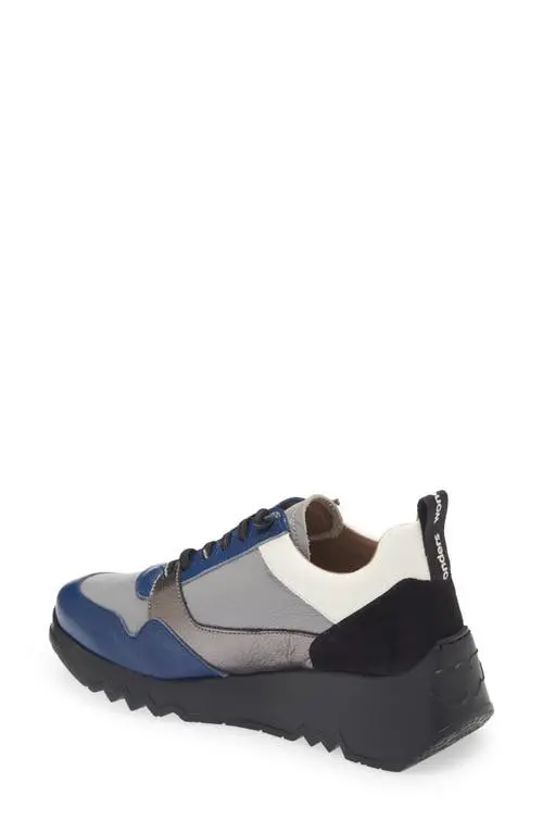 WONDERS Colorblock Platform Wedge Sneakers - Blue Grey Combo