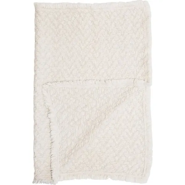 CRANE BABY Oatmeal Boho Cotton Jacquard Baby Blanket - Cream