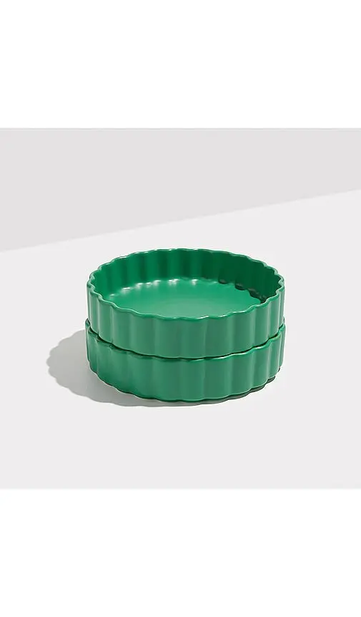 FAZEEK Ceramic Bowl Set Of 2 In Dark Green