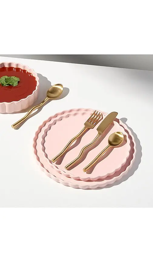 FAZEEK Wave Cutlery 4 Piece Set In Metallic Bronze