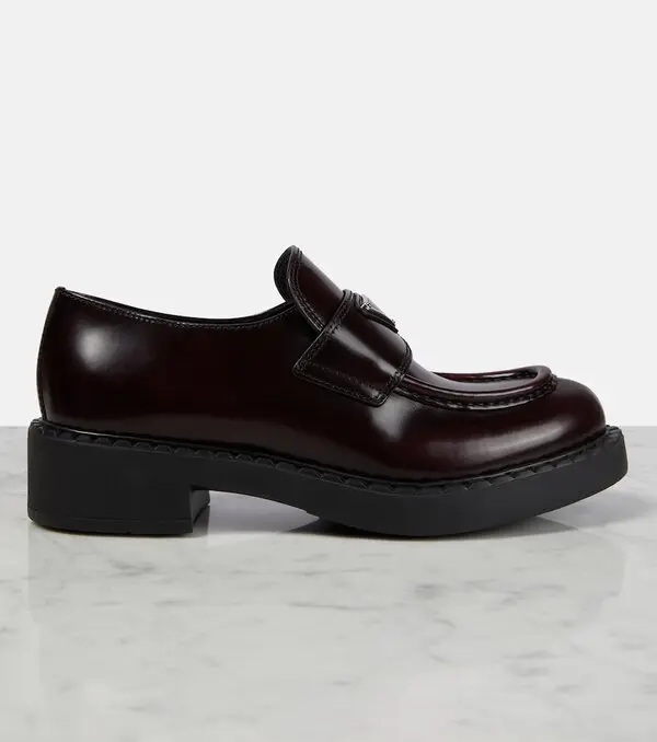 Prada Logo Leather Loafers