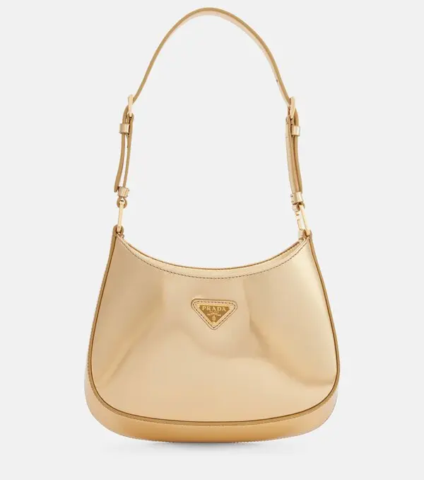 Prada Cleo Small Leather Shoulder Bag - Gold