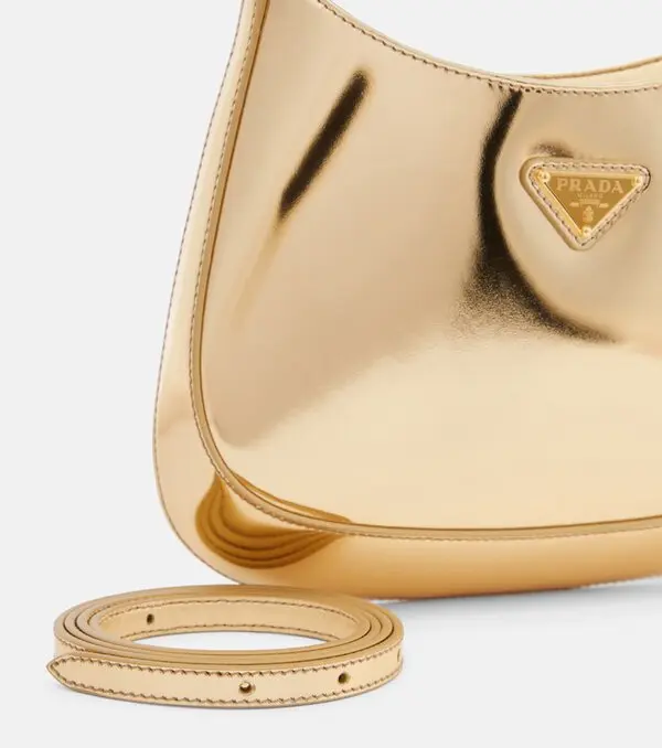 Prada Cleo Small Leather Shoulder Bag - Gold