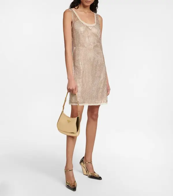 Prada Cleo Small Leather Shoulder Bag - Gold