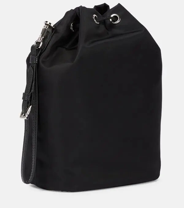 Prada Re-nylon Leather-trimmed Bucket Bag - Black