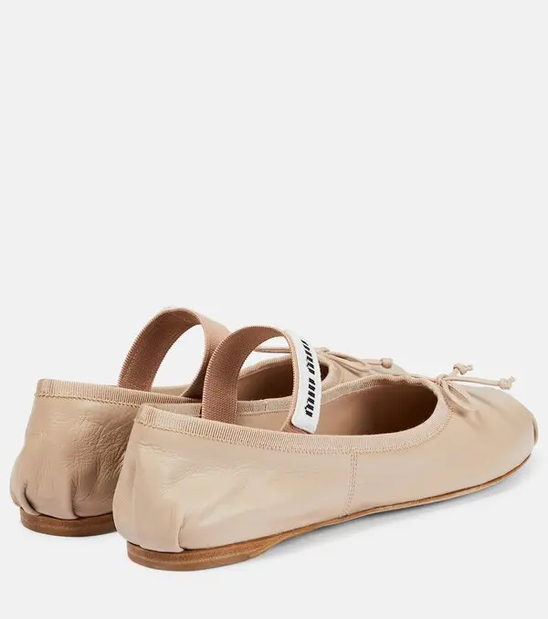 Miu Miu Logo Leather Ballet Flats