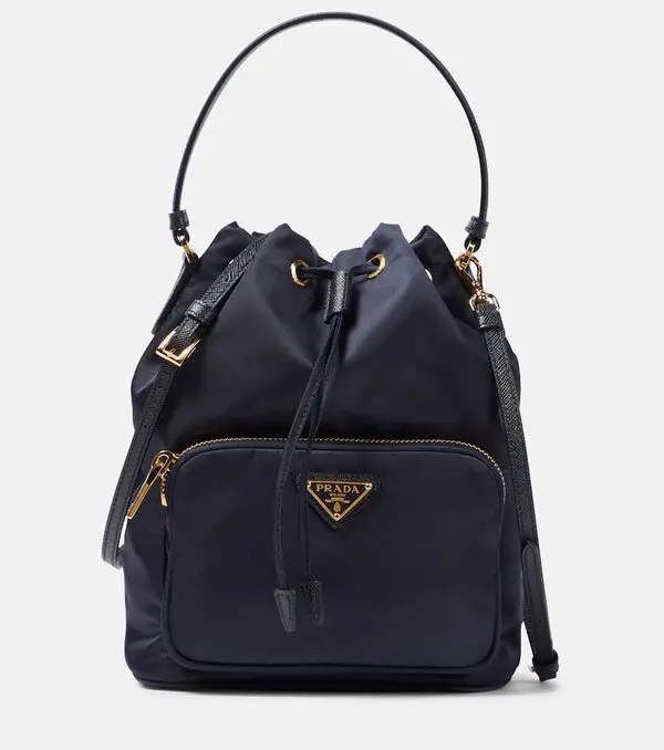 Prada Duet Small Re-Nylon Bucket Bag - Blue | Editorialist