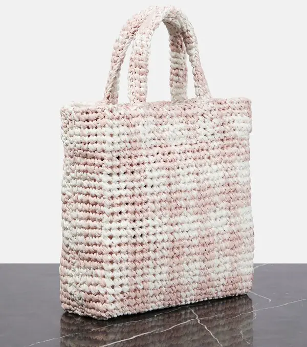 Prada Logo Raffia-effect Shopper