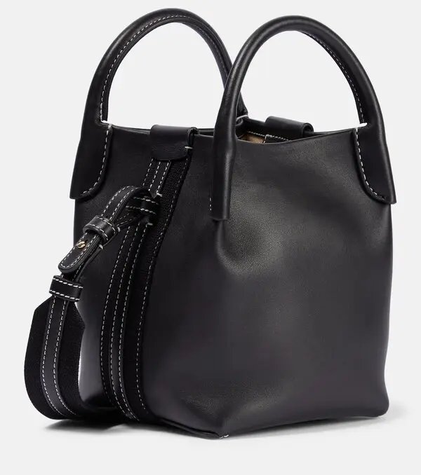 Loro Piana Bale Small Leather Bucket Bag - Black