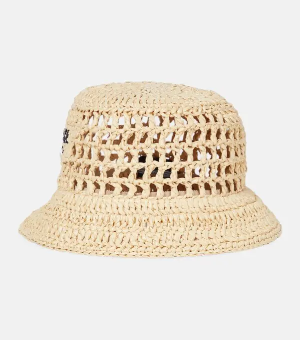 Prada Raffia Bucket Hat - Beige