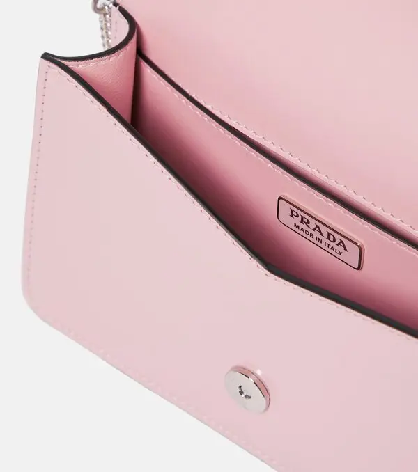Prada Logo Leather Shoulder Bag - Pink | Editorialist