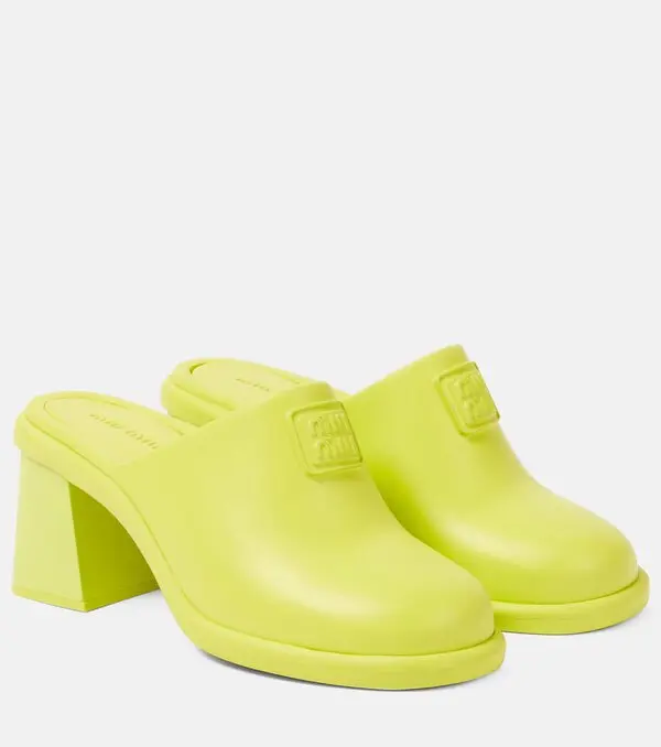 Miu Miu Logo Clogs - Green