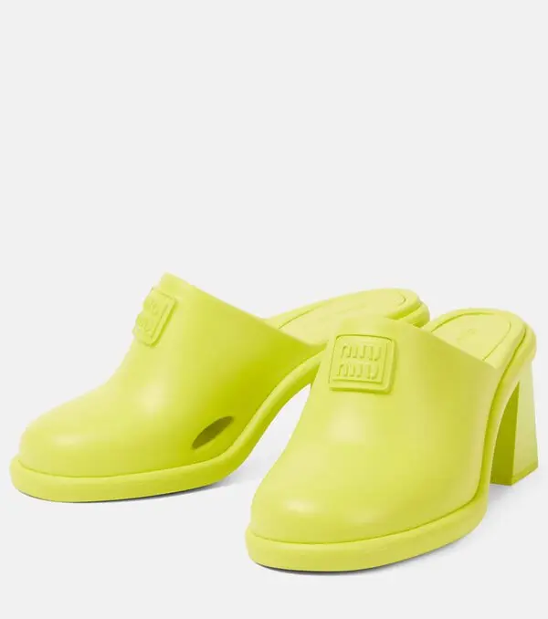 Miu Miu Logo Clogs - Green