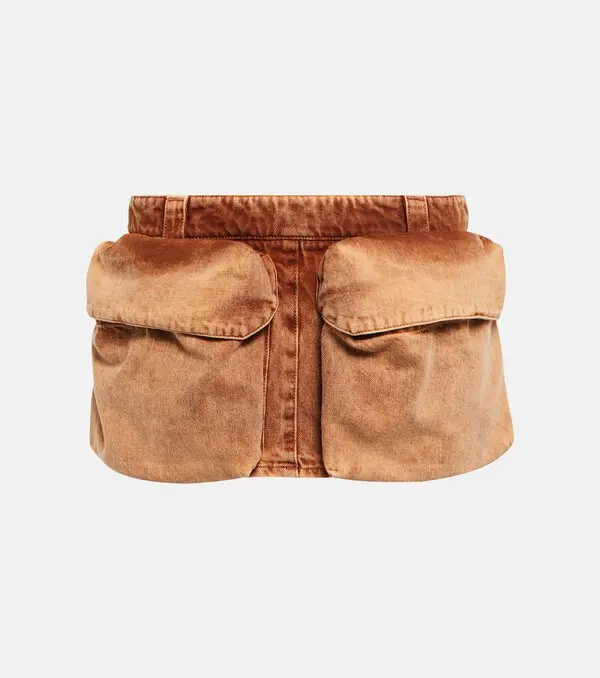 Miu Miu Low-rise Denim Miniskirt - Brown