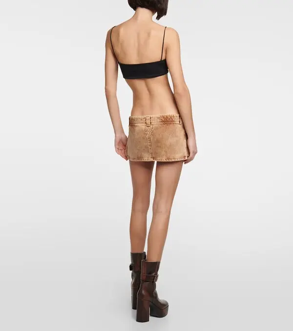 Miu Miu Low-rise Denim Miniskirt - Brown