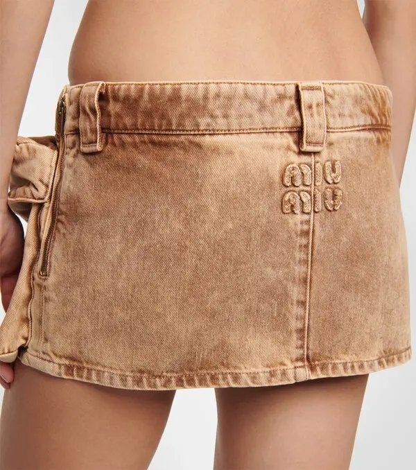 Miu Miu Low-rise Denim Miniskirt - Brown