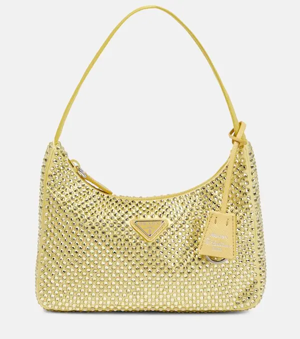 Prada Re-edition Mini Embellished Shoulder Bag - Yellow
