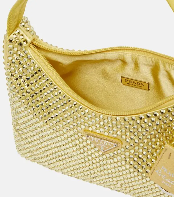 Prada Re-edition Mini Embellished Shoulder Bag - Yellow