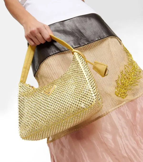 Prada Re-edition Mini Embellished Shoulder Bag - Yellow